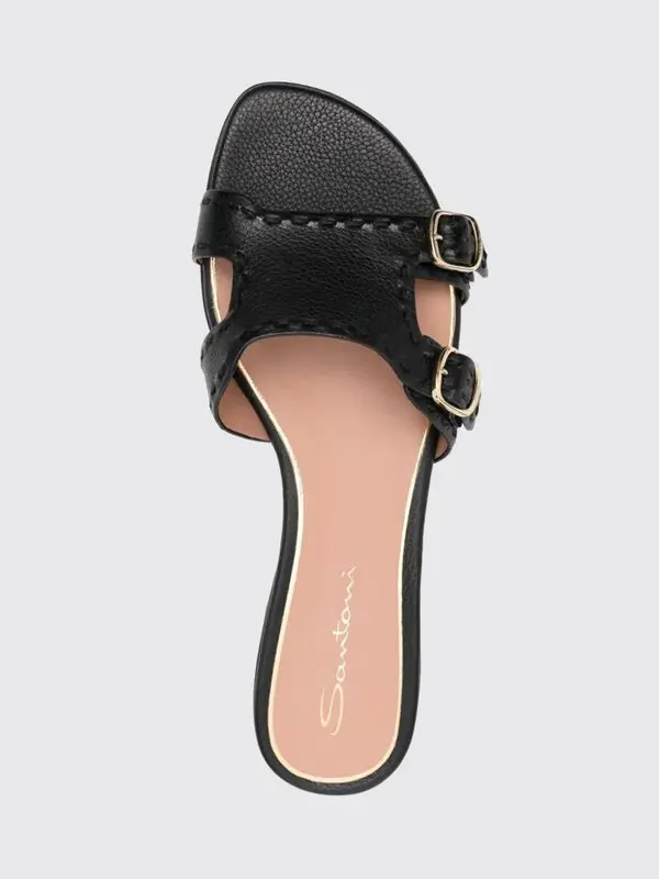 Santoni Leather Mule Sandals - Black