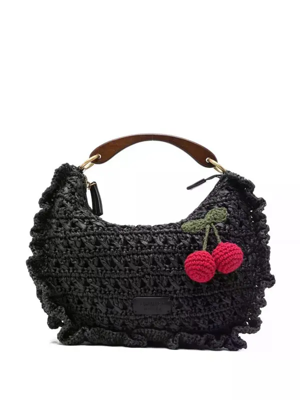 TWINSET Ruffled Cherry-detail Tote Bag - Black