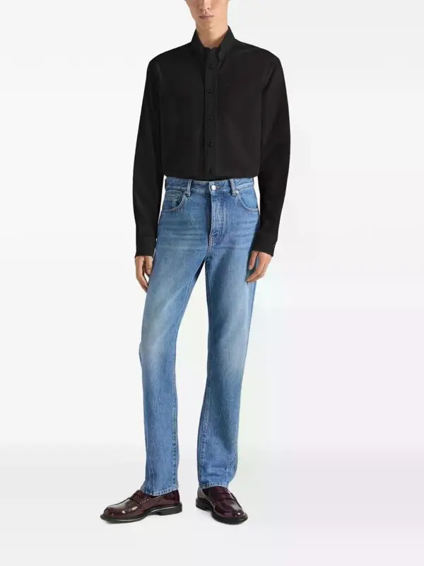 Givenchy Slim Fit Shirt In Poplin With Embroidery - Black