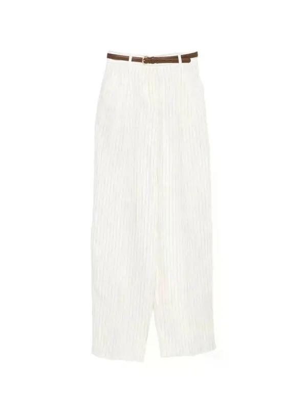 Max Mara Fonte Striped Belt Trousers - Neutrals