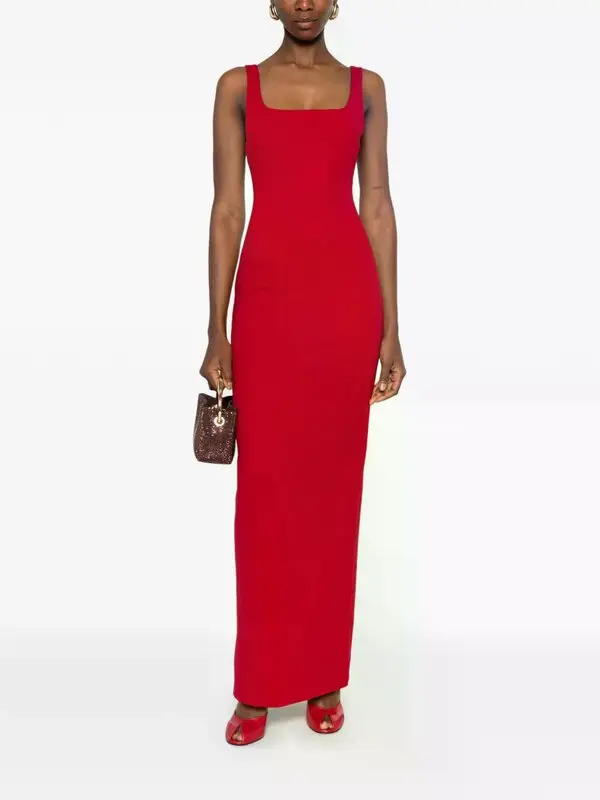 Solace London Aneila Square-neck Maxi Dress - Red