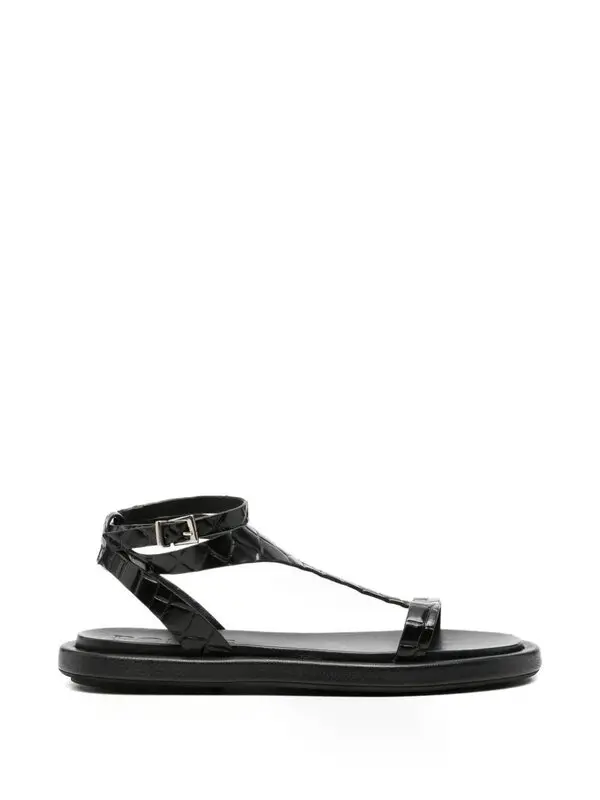 POEVE Nairobi Croc-effect T-bar Sandals