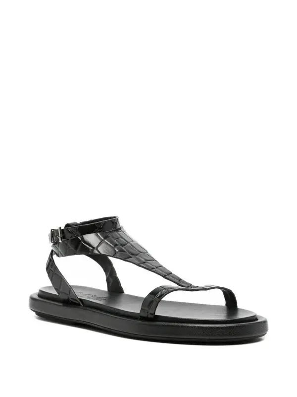 POEVE Nairobi Croc-effect T-bar Sandals