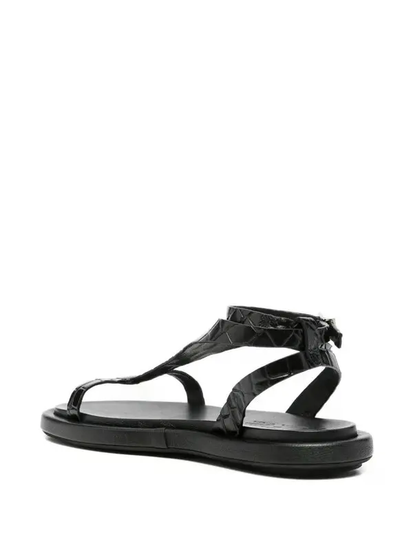 POEVE Nairobi Croc-effect T-bar Sandals