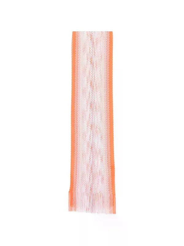 Missoni Zig-zag-pattern Fringed Scarf - Orange