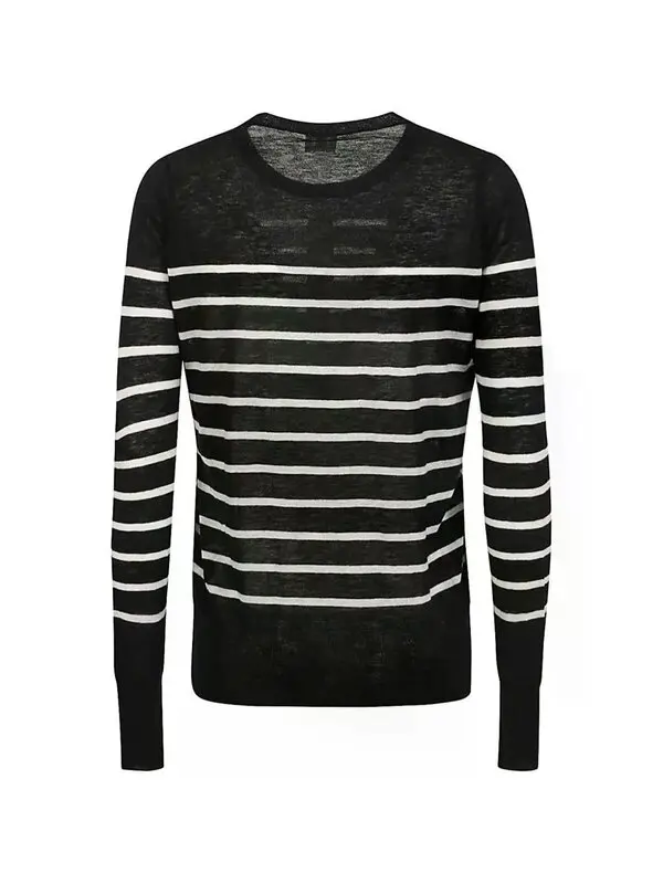 C.T.PLAGE Striped Round-neck Sweater - Black
