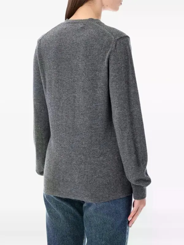 Play Comme Des Garcon Logo-detail V-neck Wool Sweater
