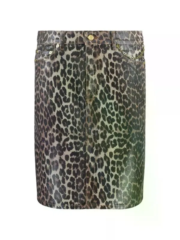 GANNI Animal Print Mini Skirt - Neutrals