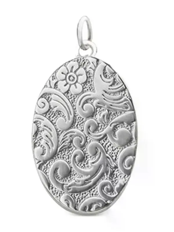 Monica Rich Kosann Floral-pattern Oval Pendant - Silver