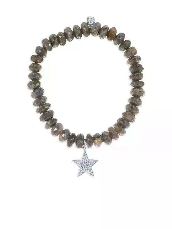 SYDNEY EVAN 14k White Gold Diamonds Labradorite Star Charm Bracelet - Silver