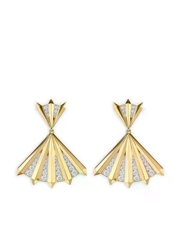 Phillips House 14k Yellow Aura Fan Diamond Earrings - Gold
