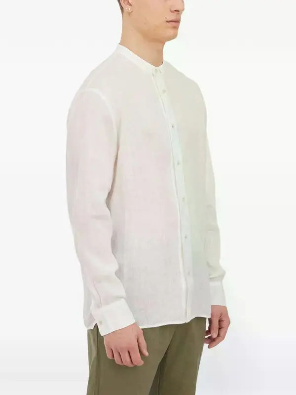 PAOLO PECORA Band-collar Linen Shirt