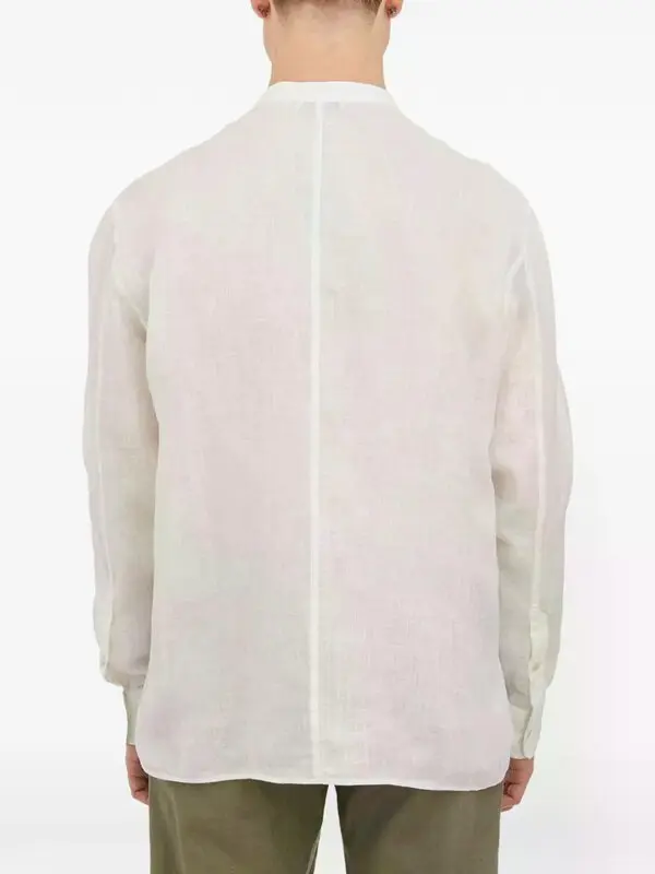 PAOLO PECORA Band-collar Linen Shirt