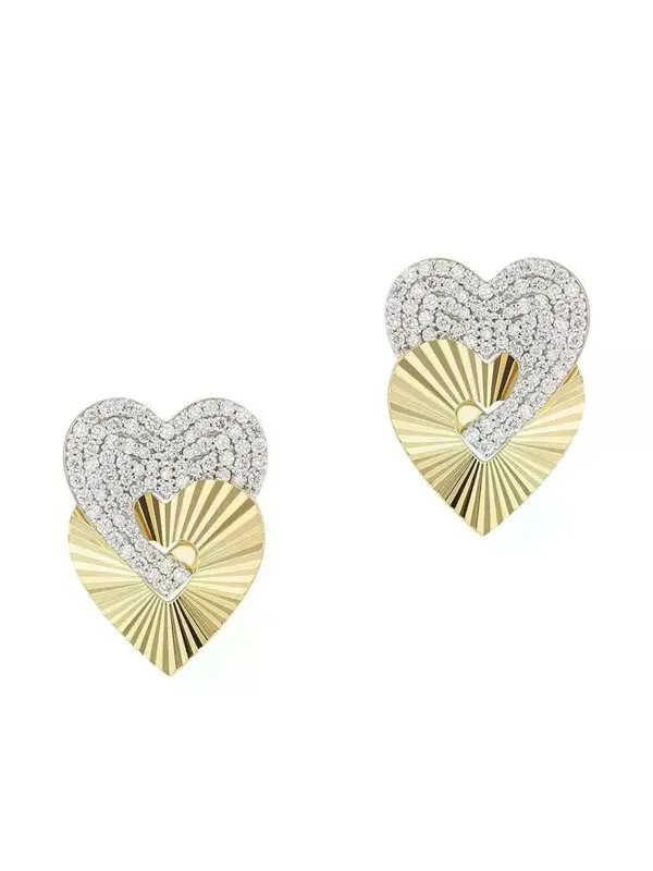 Phillips House 14k Gold Aura Interlocking Heart Diamond Earrings - Yellow