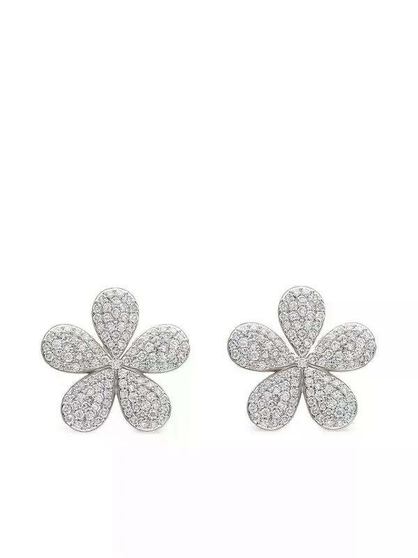 Phillips House 14k Yellow Gold Forget-me-not Diamond Earrings - Silver