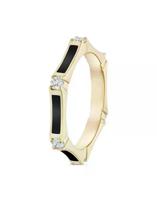 Melissa Kaye 18k Yellow Black Honey Diamond Station Ring - Gold