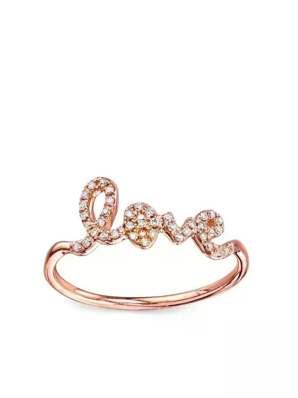 SYDNEY EVAN 14k Rose Gold Love Script Diamond Ring - Pink