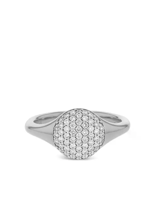 Phillips House 14k White Gold Diamond Signet Ring - Silver