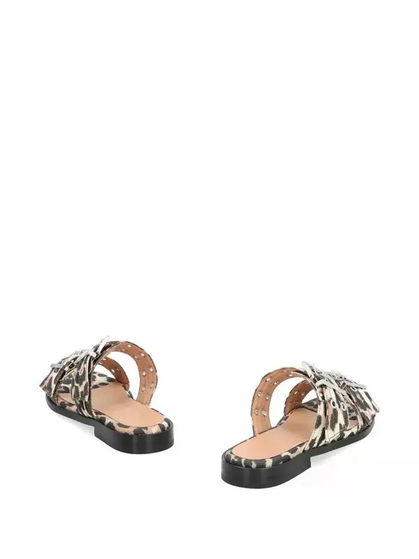 GANNI Animal Print Buckle Sandals - Neutrals