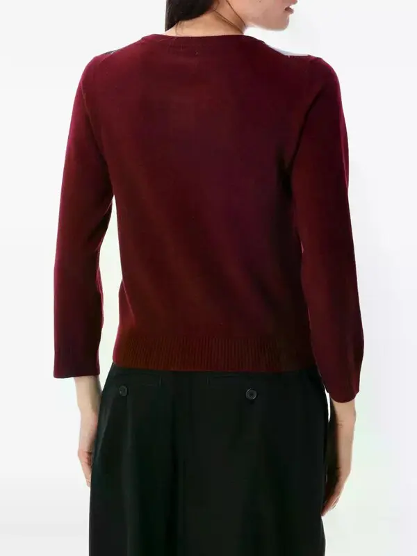 GANNI Argyle Knit Cardigan - Red