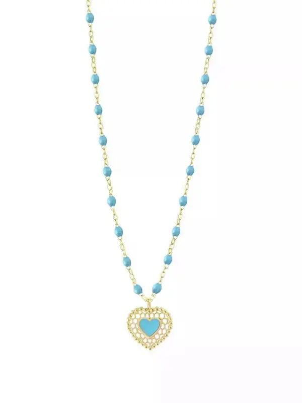 Gigi Clozeau 18k Yellow Lace Heart Turquoise Necklace - Gold