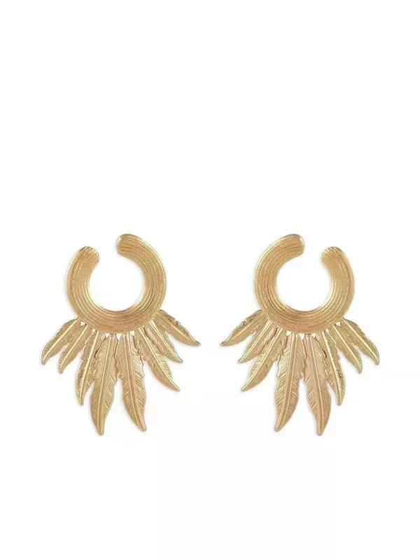 Gas Bijoux Caracara Feather-detail Hoop Earrings - Gold