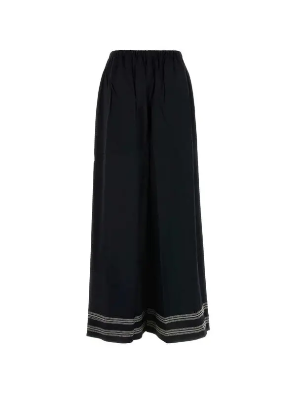 BODE Mathilde Stripe-embroidered Trousers - Black