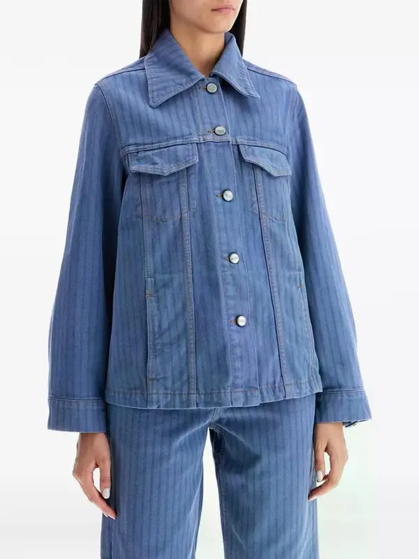 GANNI Striped Denim Trucker Jacket