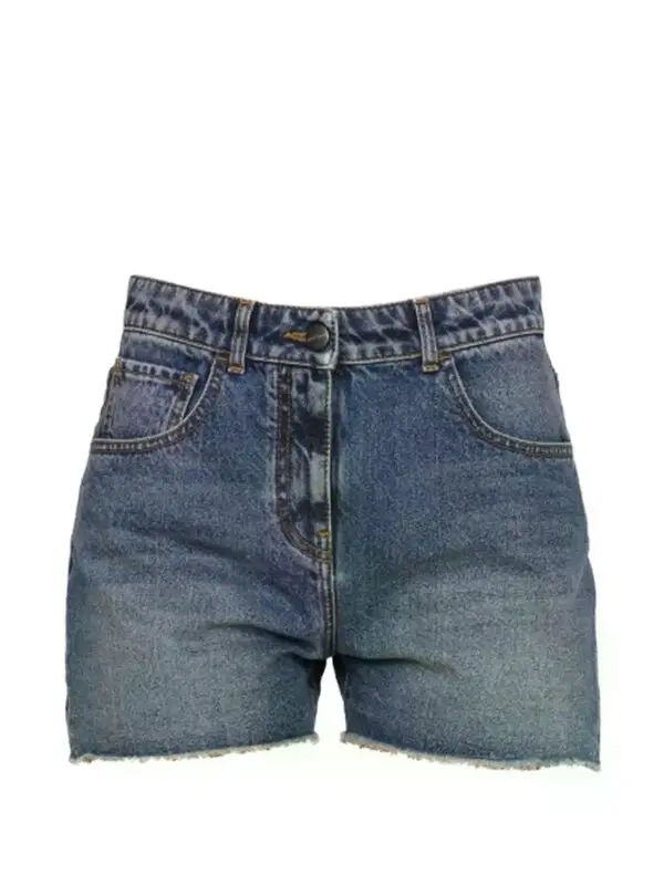 Palm Angels Palm-tree Frayed Shorts - Blue