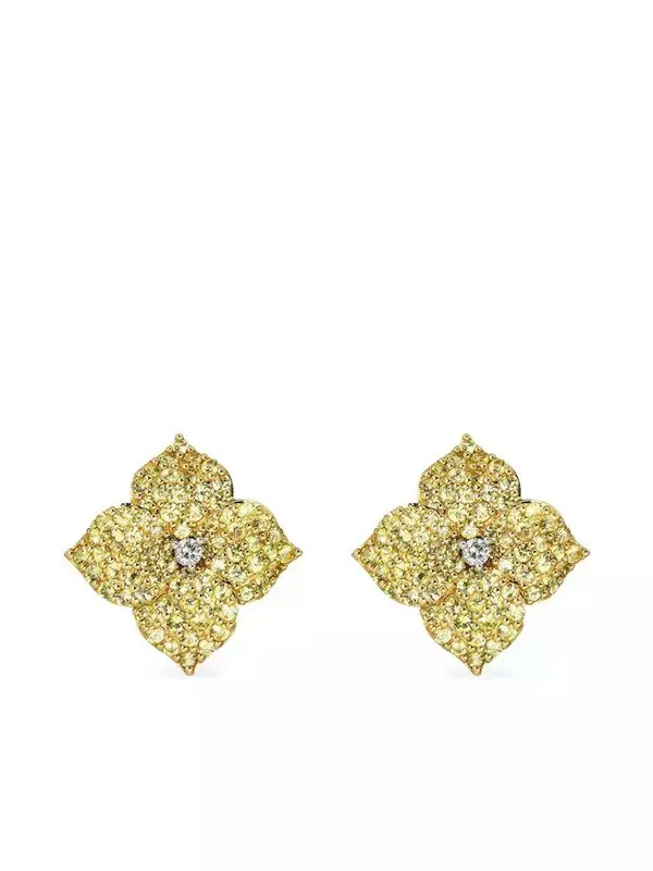 Piranesi Diamond And Sapphire Flower Earrings - Gold