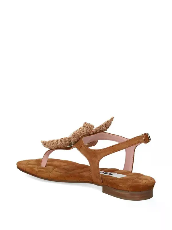 RAS Flower Detail Suede Sandals - Brown