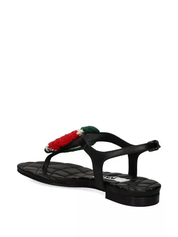 RAS Quilted Appliqué Sandals - Black