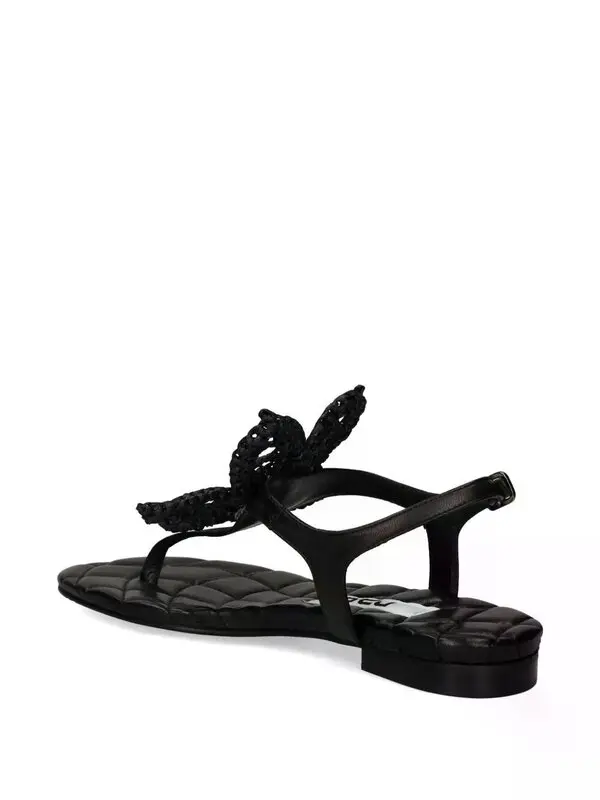 RAS Flower-embellished Thong Sandals - Black