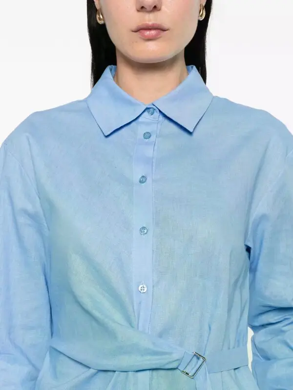 MANUEL RITZ Asymmetric Belted Midi Dress - Blue