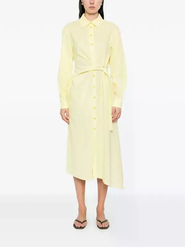 MANUEL RITZ Buttoned Asymmetric Midi Dress - Yellow