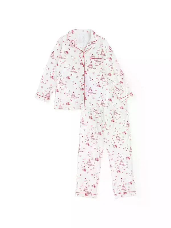 COZY CREW CLUB Christmas-print Pyjama Set - White