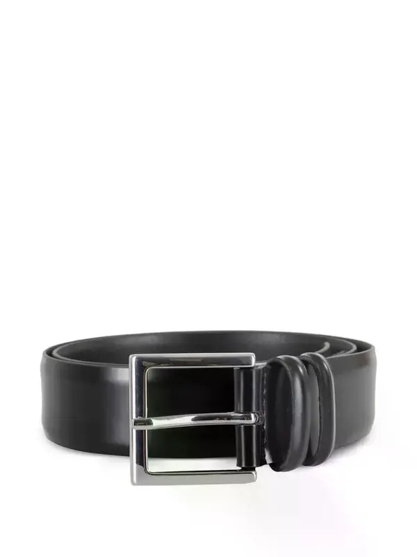 ORTIGNI Square-buckle Leather Belt - Black