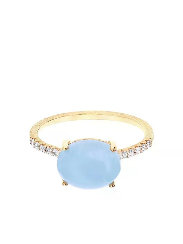 NANIS Diamond And Aquamarine Ring - Gold