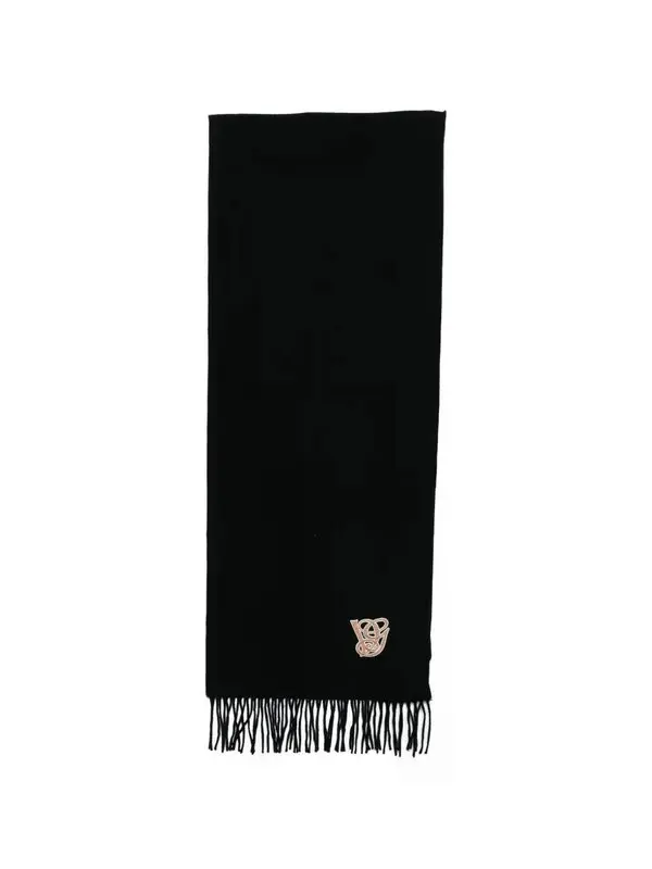Valentino Garavani Monogram Fringed Scarf - Black