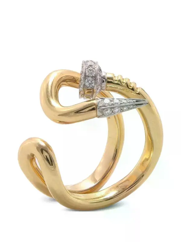 David Webb Bent Nail Diamond Ring - Gold