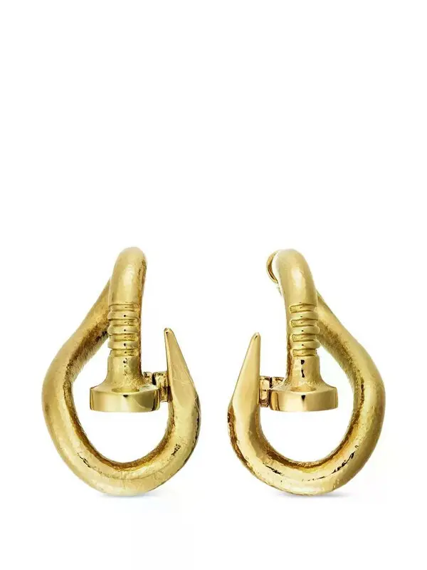 David Webb Bent Nail Motif Earrings - Gold