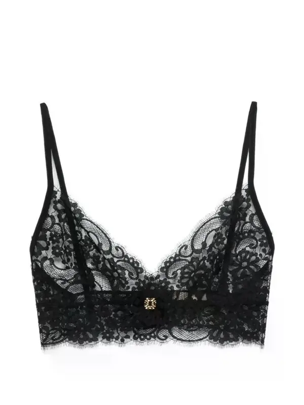Elie Saab Lace Appliqué Top - Black