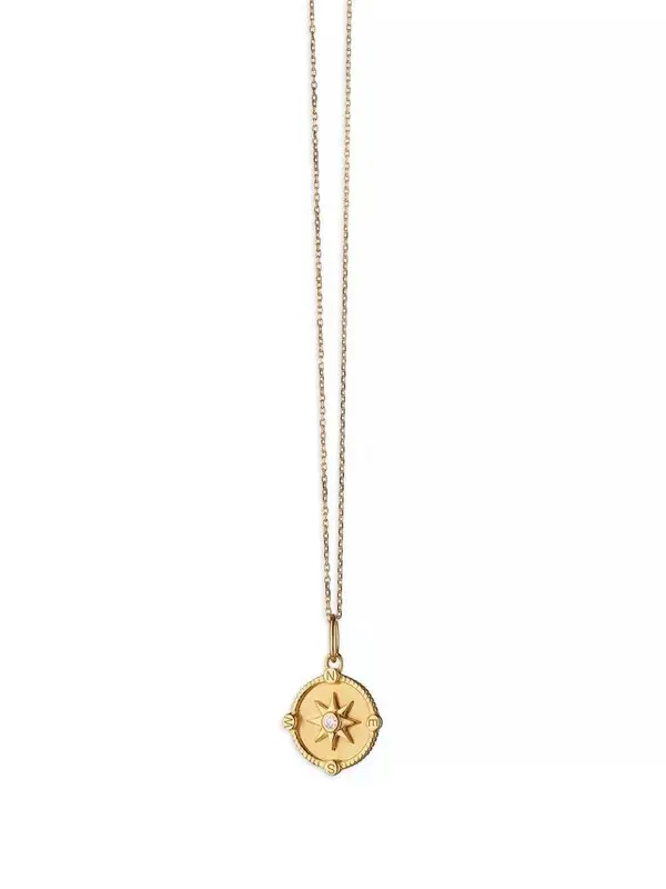 Monica Rich Kosann 18k Yellow Mini Adventure Compass Diamond Necklace - Gold