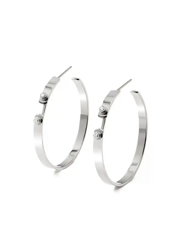 NOUVEL HERITAGE 18k White Gold Diamond Hoop Earrings - Silver
