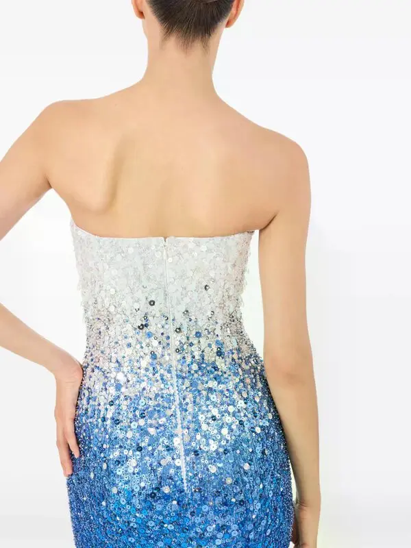 Jenny Packham Strapless Sequin Embellished Maxi Dress - Blue