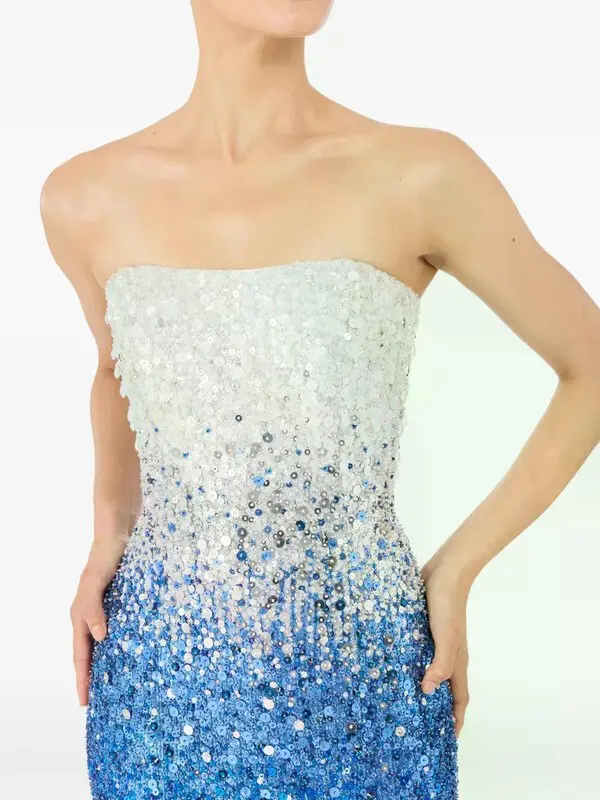 Jenny Packham Strapless Sequin Embellished Maxi Dress - Blue