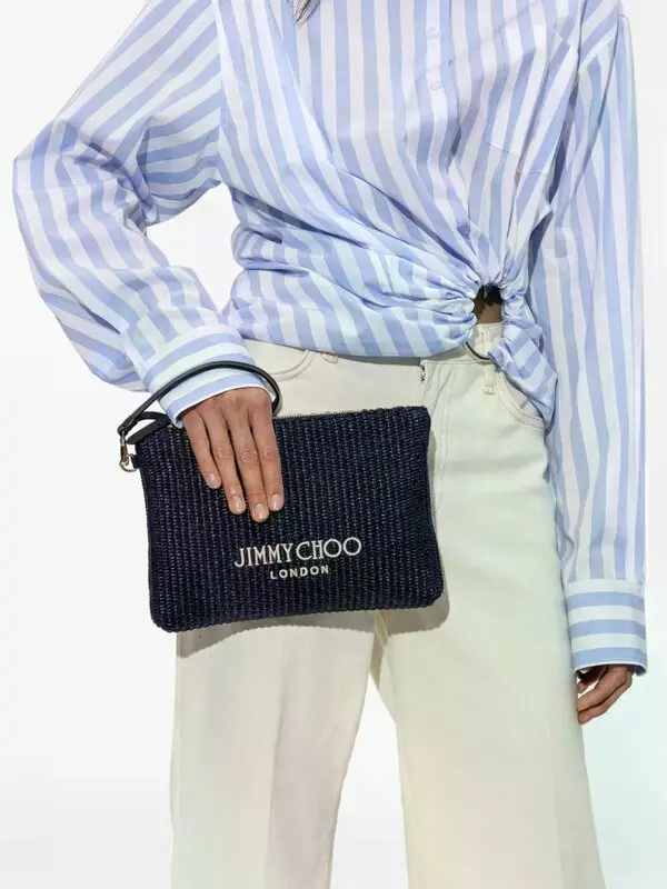 JIMMY CHOO Logo-detail Clutch - Blue