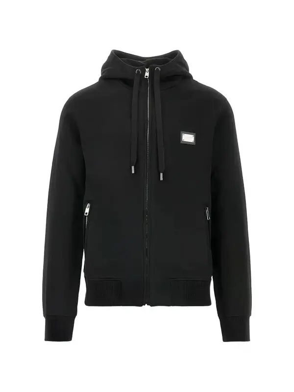 Dolce & Gabbana Hooded Zip-up Sweatshirt - Black