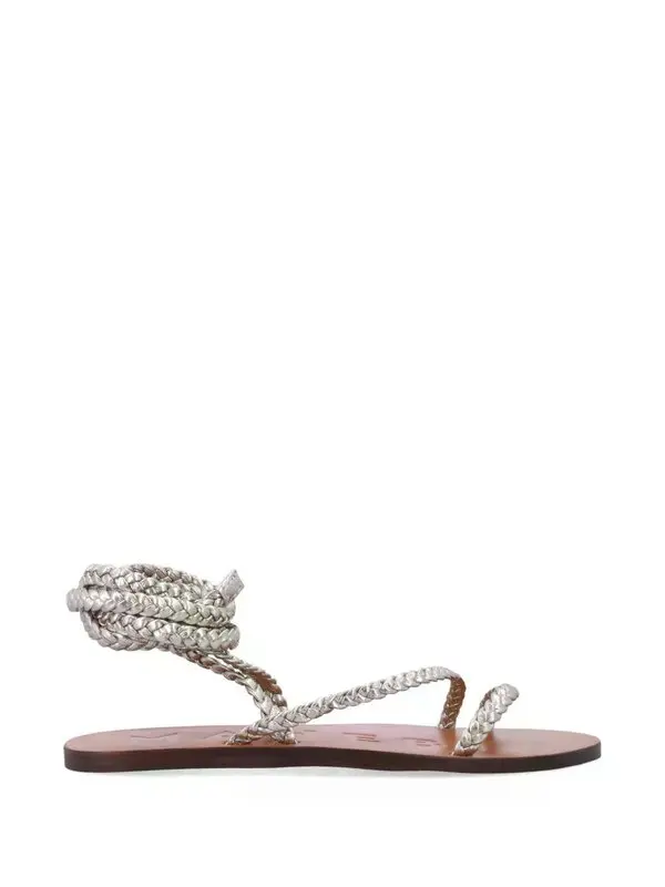 Manebí Braided Lace-up Sandals - Silver