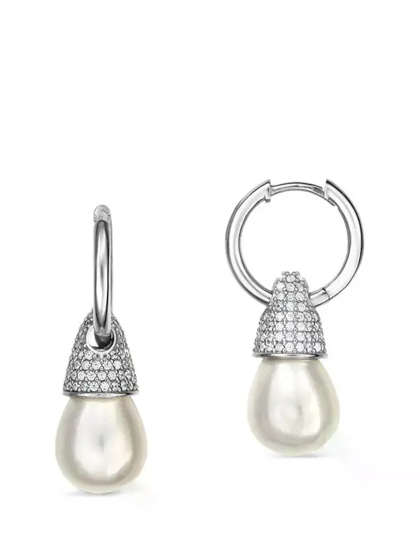 OBSIDIAN Pearl Sterling Earrings - Silver